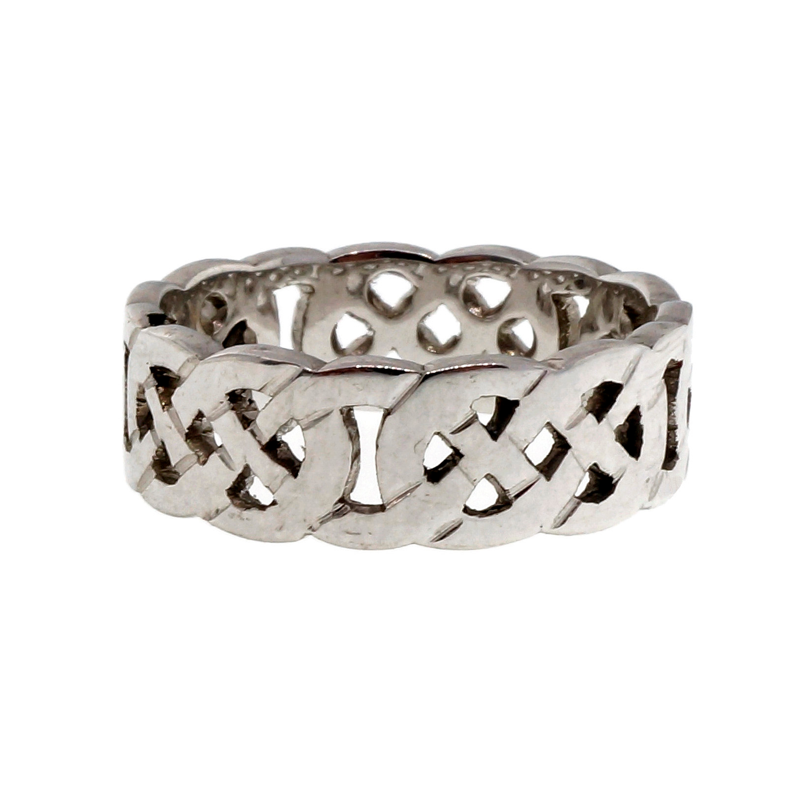 Celtic Cut Out Repeating Pattern 14k White Gold Wedding Band Ring PSD ...